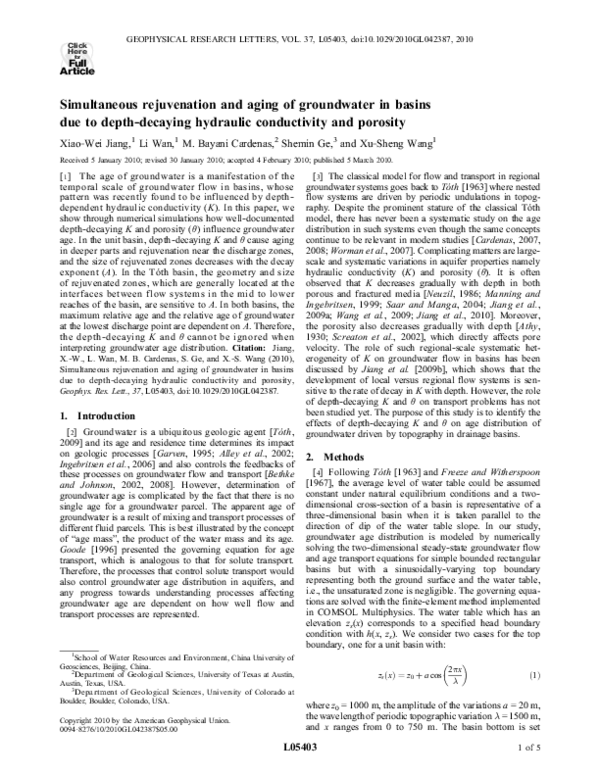(PDF) Simultaneous rejuvenation and aging of groundwater in basins due ...