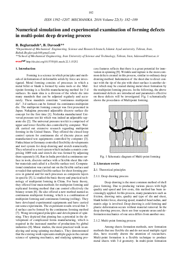 Pdf Numerical Simulation And Experimental Examination Of Forming Defects In Multi Point Deep