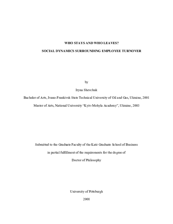 (PDF) Who stays and who leaves? Social dynamics surrounding employee ...