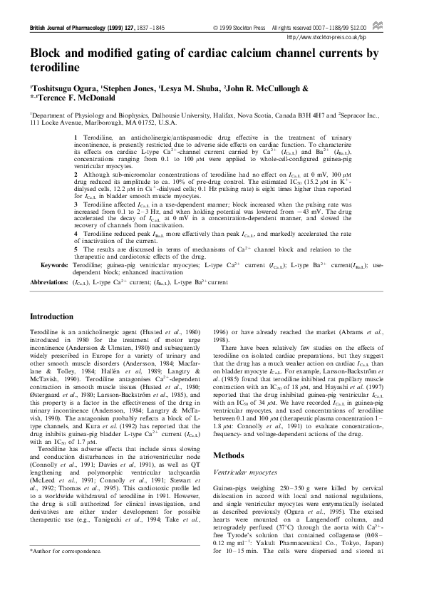 (PDF) Block and modified gating of cardiac calcium channel currents by ...