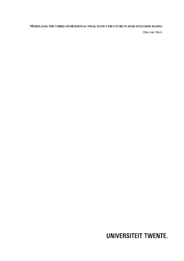 (PDF) Modelling the three-dimensional tidal flow structure in semi-enclosed basins