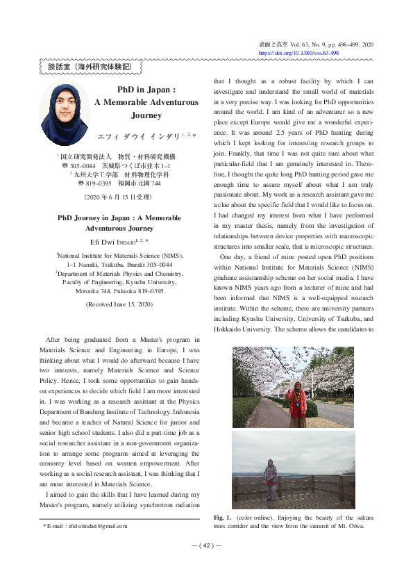 (PDF) PhD Journey in Japan : A Memorable Adventurous Journey