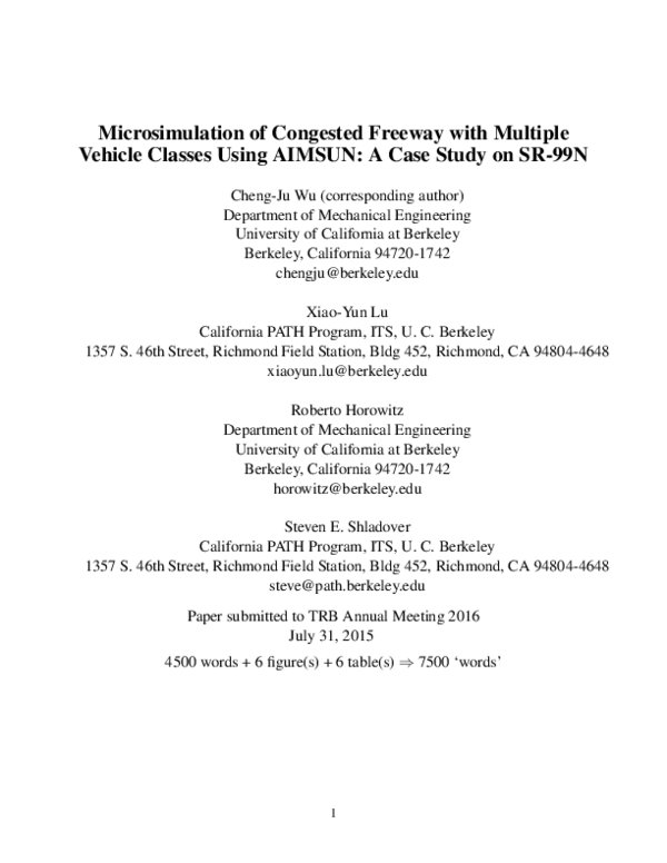 (PDF) Microsimulation of Congested Freeway with Multiple Vehicle Classes Using AIMSUN: A Case ...