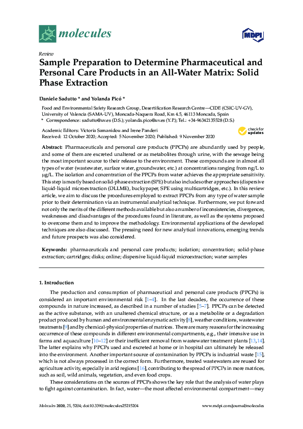(PDF) Sample Preparation to Determine Pharmaceutical and Personal Care ...