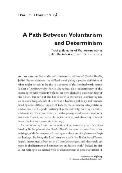 (PDF) A Path between Voluntarism and Determinism : Tracing Elements of ...