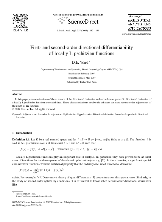 Pdf First And Second Order Directional Differentiability Of Locally