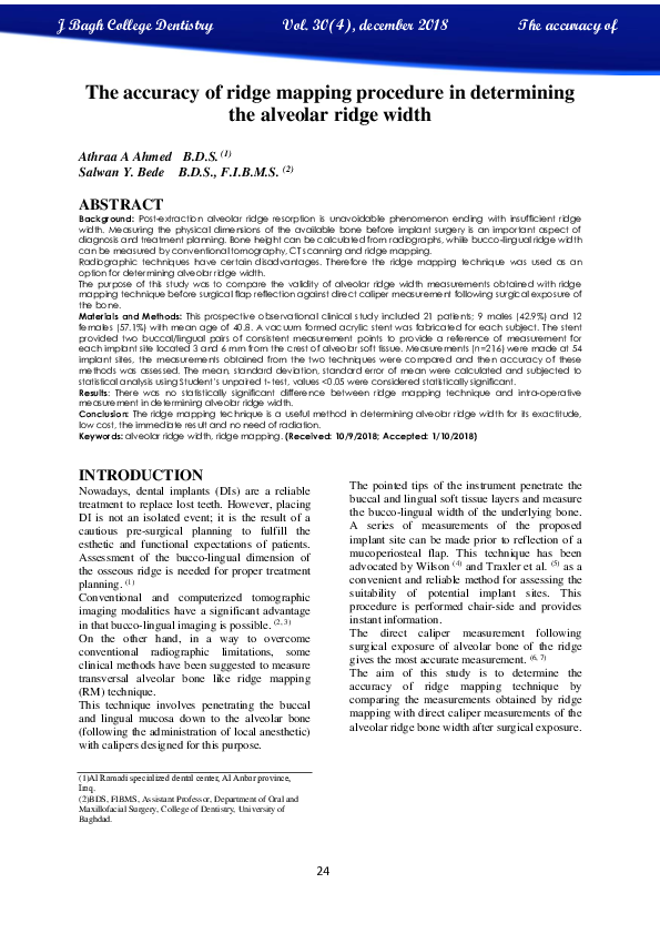 (PDF) The accuracy of ridge mapping procedure in determining the ...