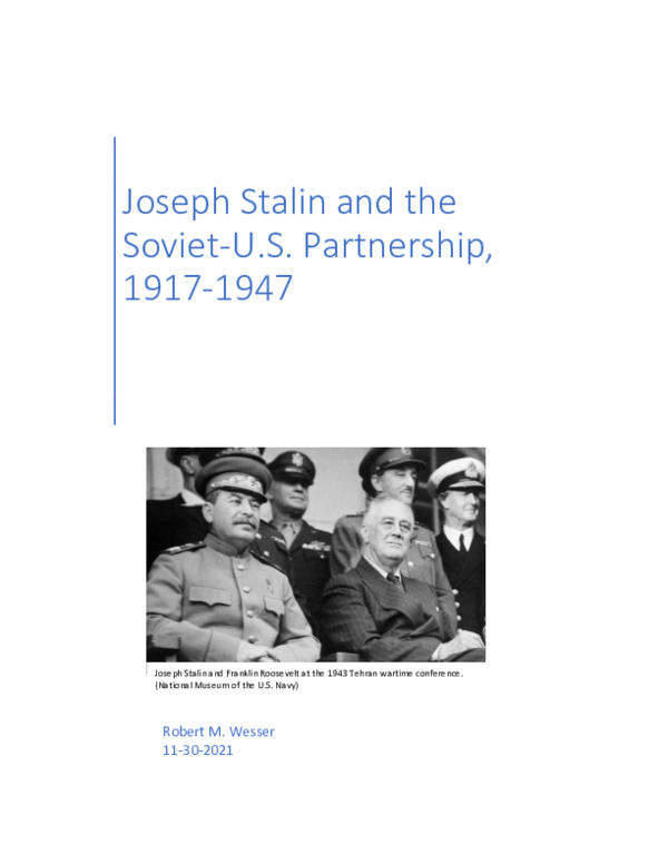 (PDF) Joseph Stalin and the Soviet-U.S. Partnership, 1917-1947
