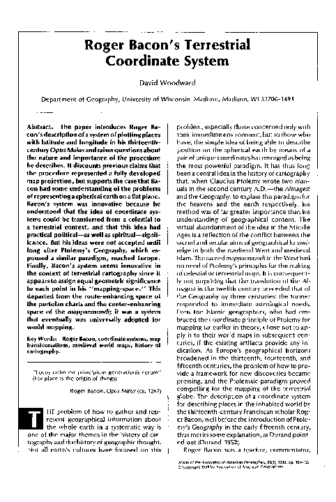 (PDF) Roger Bacon's Terrestrial Coordinate System