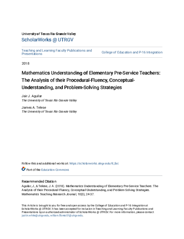 (PDF) Mathematics Understanding of Elementary Pre-Service Teachers: The ...