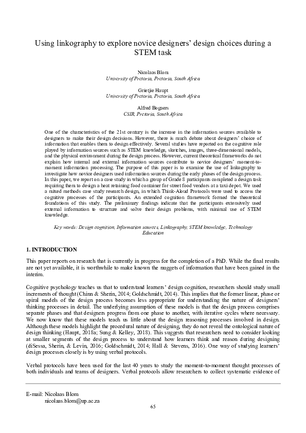 (PDF) Using linkography to explore novice designers’ design choices ...