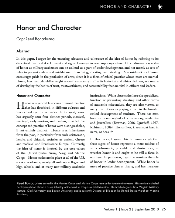 (PDF) Honor and Character