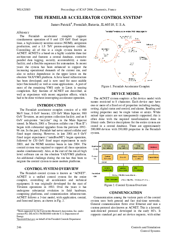 (PDF) The Fermilab accelerator control system