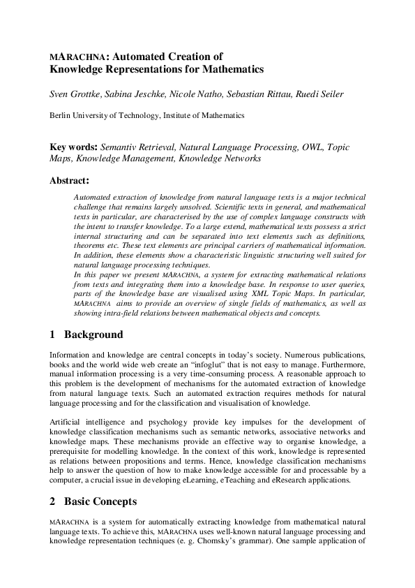 (PDF) mArachna: Automated Creation of Knowledge Representations for ...