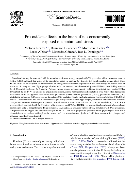 (PDF) Pro-oxidant effects in the brain of rats concurrently exposed to ...