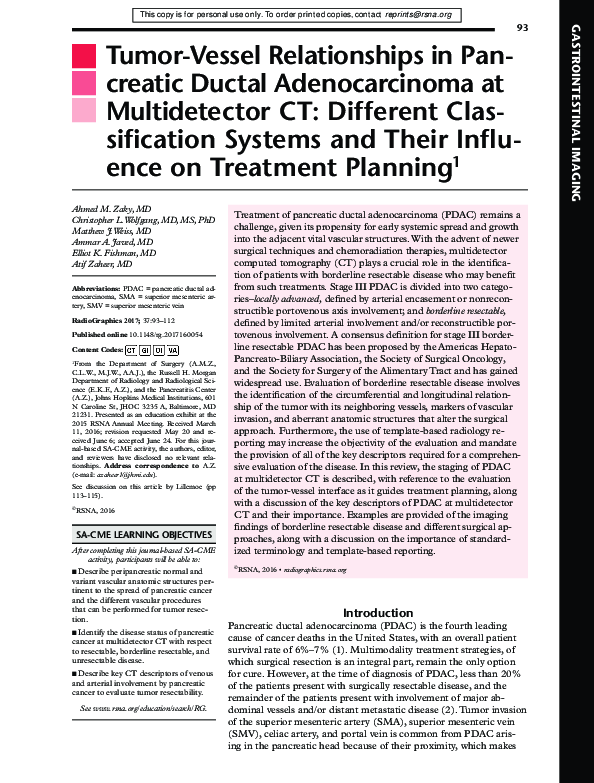(PDF) Tumor-Vessel Relationships in Pancreatic Ductal Adenocarcinoma at ...
