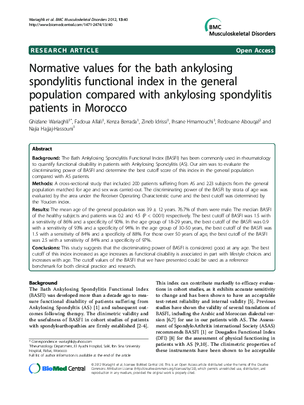 (PDF) Normative values for the bath ankylosing spondylitis functional ...
