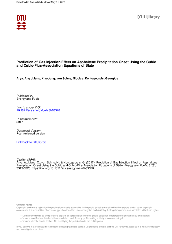 (PDF) Prediction of the Gas Injection Effect on the Asphaltene Phase ...