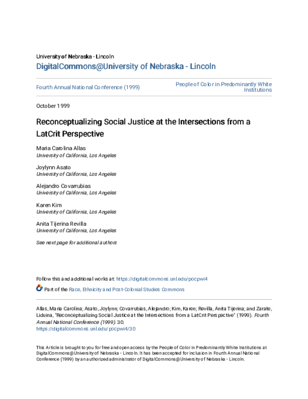 (PDF) Reconceptualizing Social Justice at the Intersections from a ...