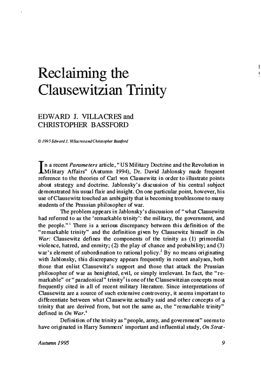 (PDF) Reclaiming the Clausewitzian Trinity