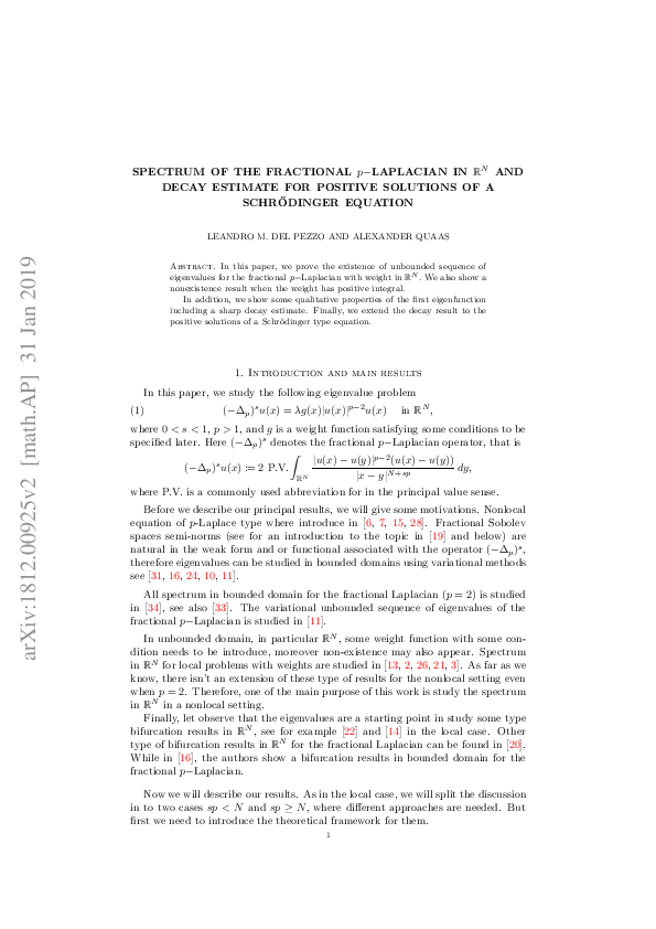 (PDF) Spectrum of the fractional $p-$Laplacian in $\mathbb{R}^N$ and ...