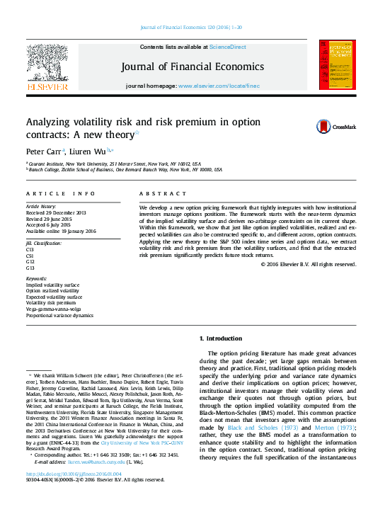(PDF) Analyzing volatility risk and risk premium in option contracts: A ...