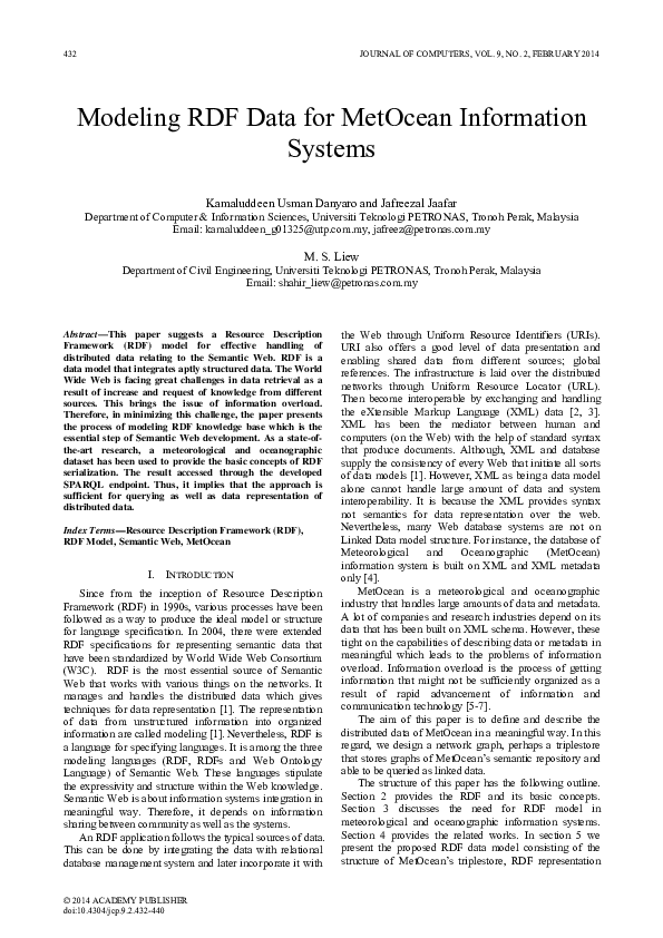 (PDF) Modeling RDF Data for MetOcean Information Systems