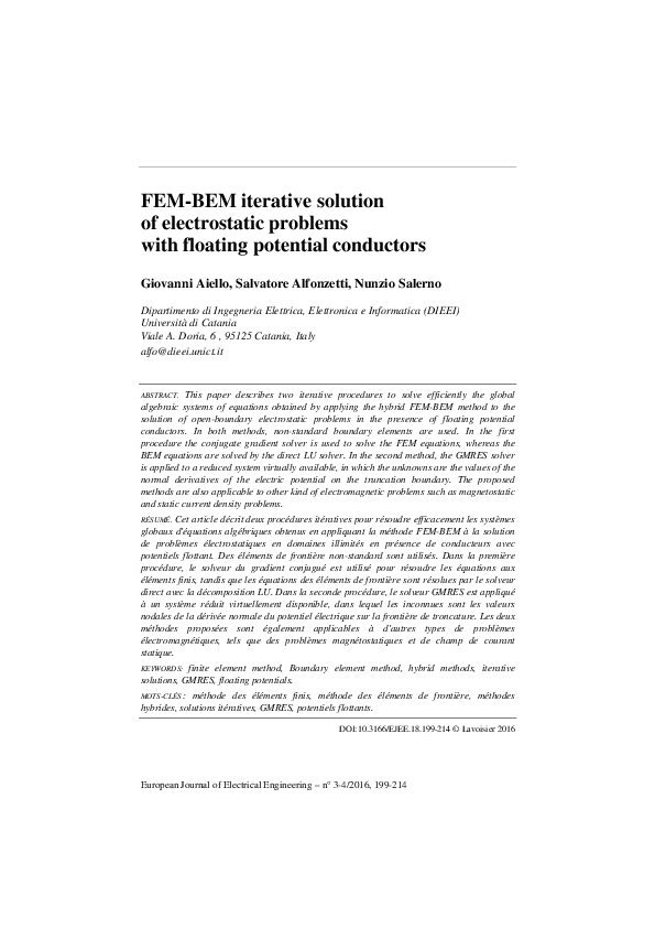 (PDF) FEM-BEM iterative solution of electrostatic problems with ...