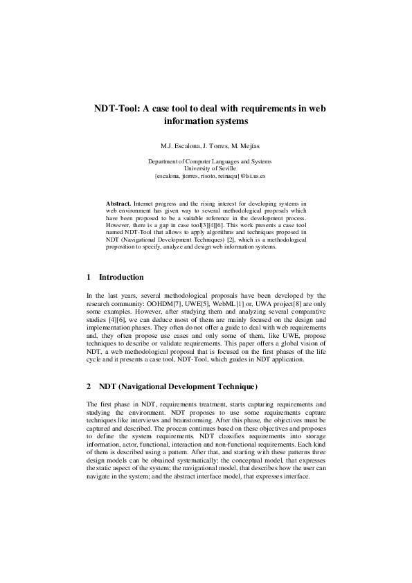 (PDF) NDT-Tool: A case tool to deal with requirements in web information systems