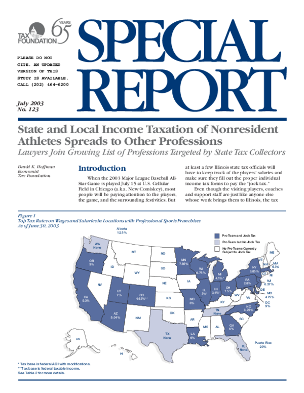 (PDF) State and Local Income Taxation of Nonresident Athletes Spreads ...