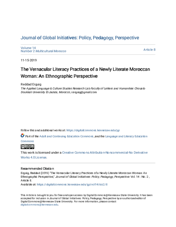(PDF) The Vernacular Literacy Practices of a Newly Literate Moroccan ...