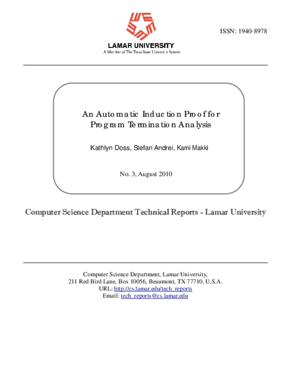 (PDF) An Automatic Induction Proof for Program Termination Analysis
