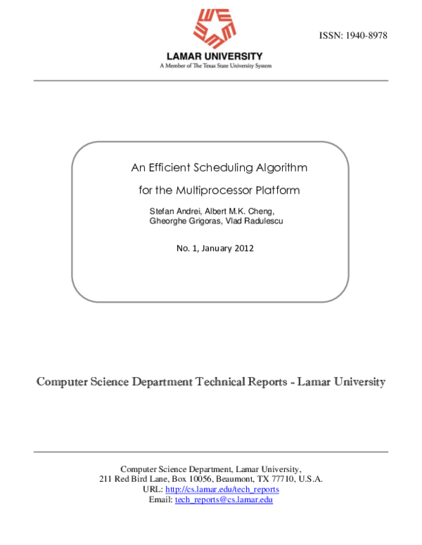 Pdf An Efficient Scheduling Algorithm For The Multiprocessor Platform