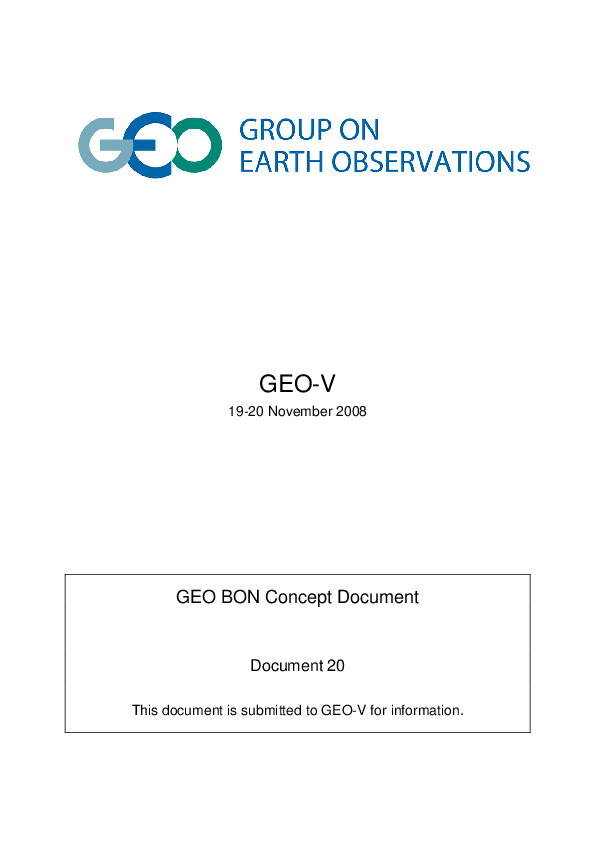 (PDF) The GEO Biodiversity Observation Network. GEO BON Concept document