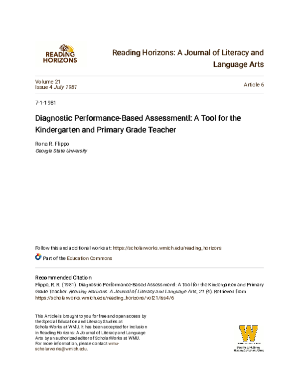 (PDF) Diagnostic Performance-Based Assessmentl: A Tool for the ...