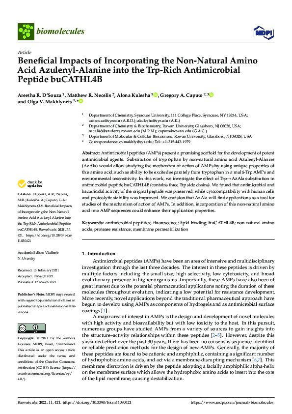 (PDF) Beneficial Impacts of Incorporating the Non-Natural Amino Acid ...