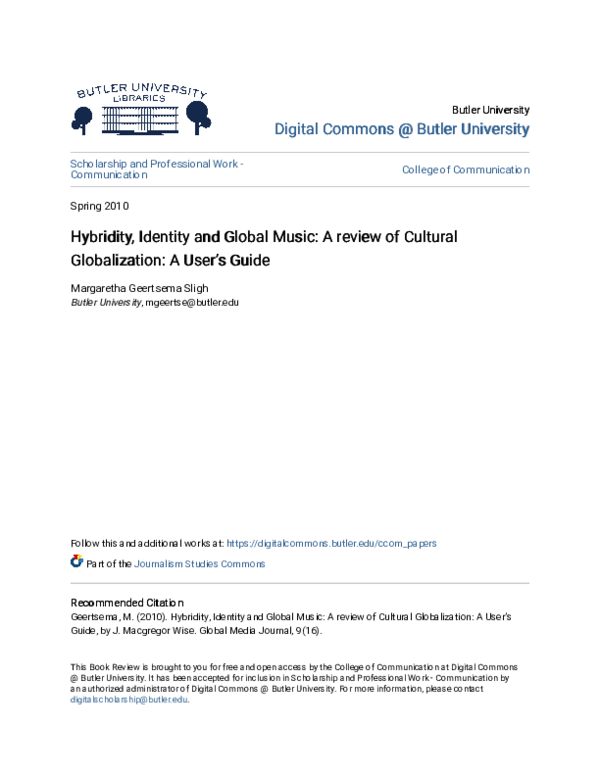 (PDF) Hybridity, Identity and Global Music: A review of Cultural ...