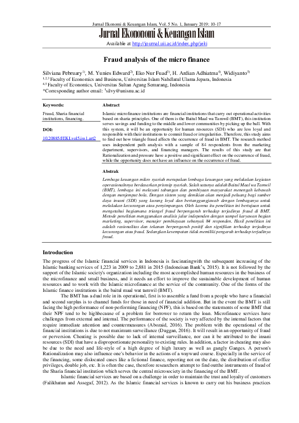 (PDF) Fraud analysis in micro finance institution