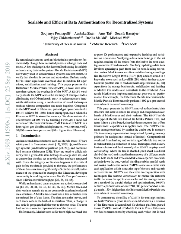 (PDF) Scalable and Efficient Data Authentication for Decentralized Systems