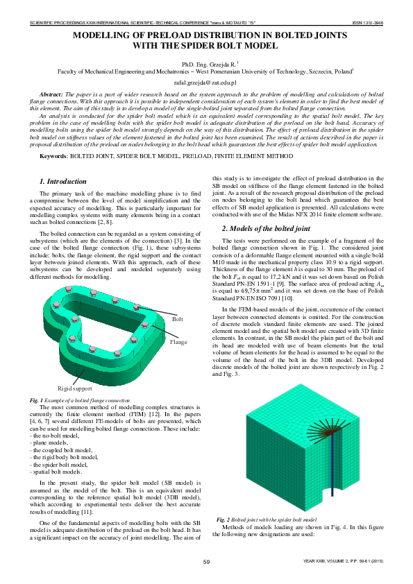 (PDF) Modelling of Preload Distribution in Bolted Joints with the ...