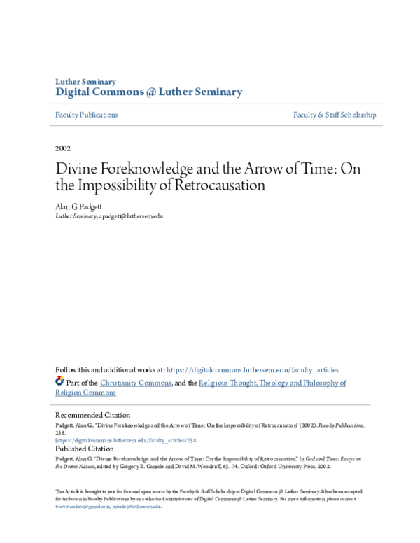 (PDF) Divine Foreknowledge and the Arrow of Time: On the Impossibility ...