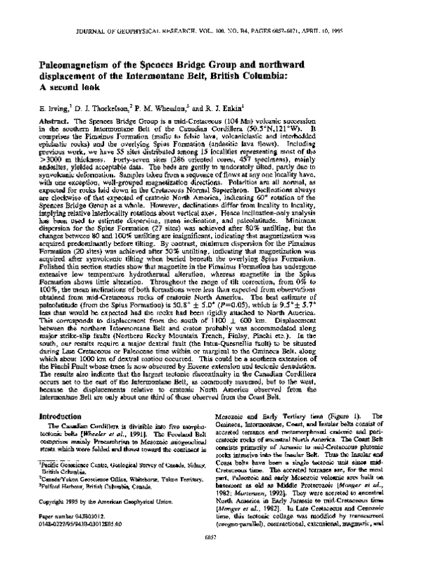 (PDF) Paleomagnetism of the Spences Bridge Group and northward ...