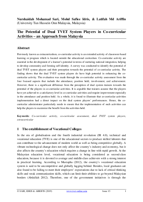 (PDF) The Potential of Dual TVET System Players in Co-curricular ...