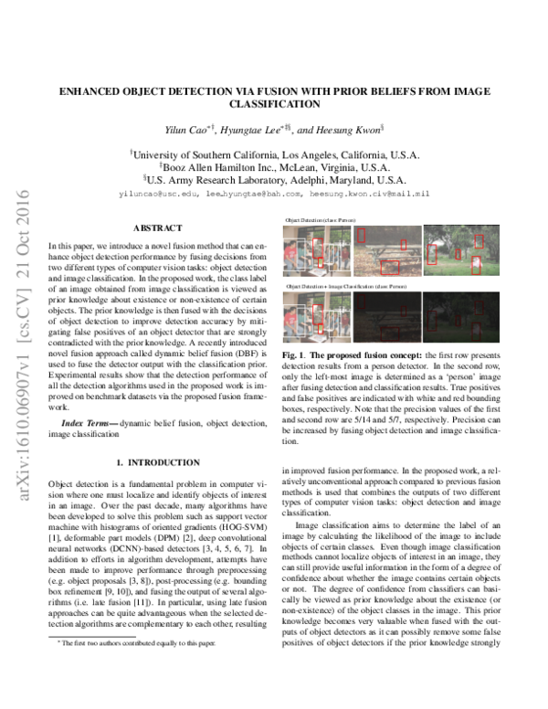 (PDF) Enhanced object detection via fusion with prior beliefs from image classification