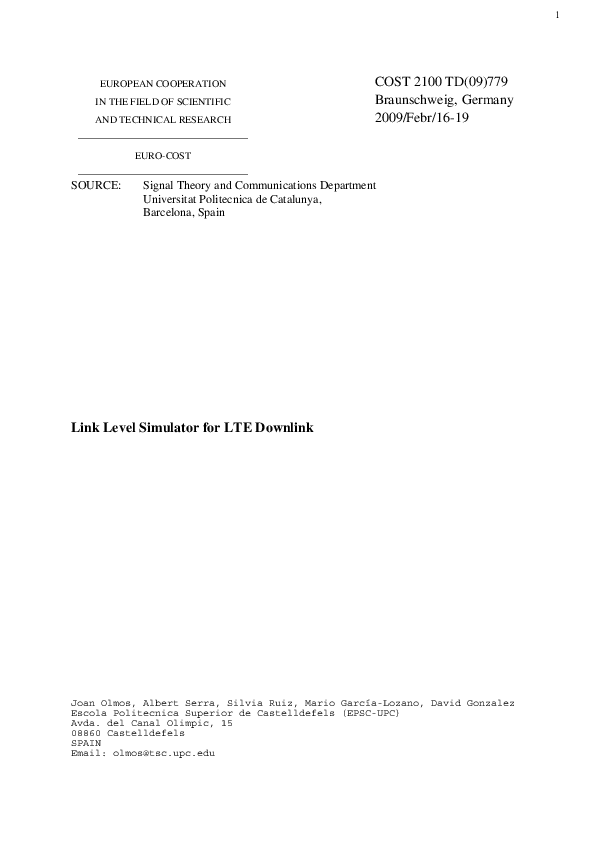 Pdf Link Level Simulator For Lte Downlink