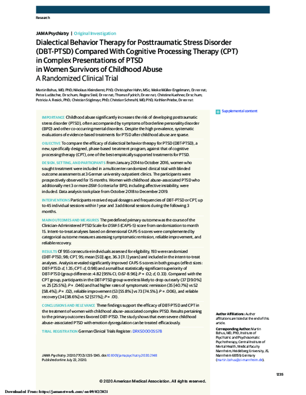 (PDF) Dialectical Behavior Therapy for Posttraumatic Stress Disorder ...