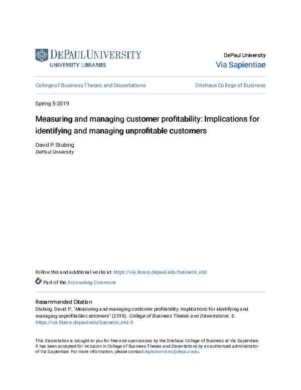 (PDF) Measuring and managing customer profitability: Implications for ...