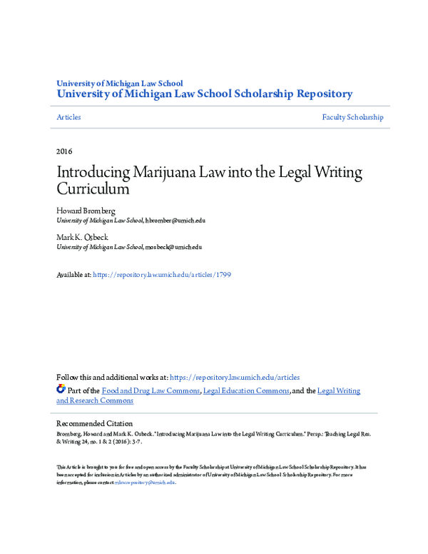 (PDF) Introducing Marijuana Law into the Legal Writing Curriculum