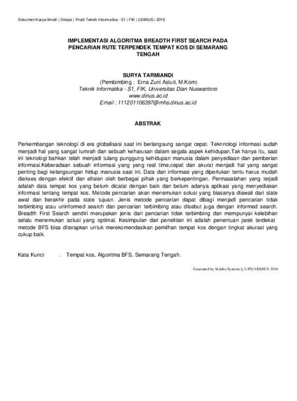 (PDF) Implementasi Algoritma Breadth First Search Pada Pencarian Rute Terpendek Tempat Kos DI ...