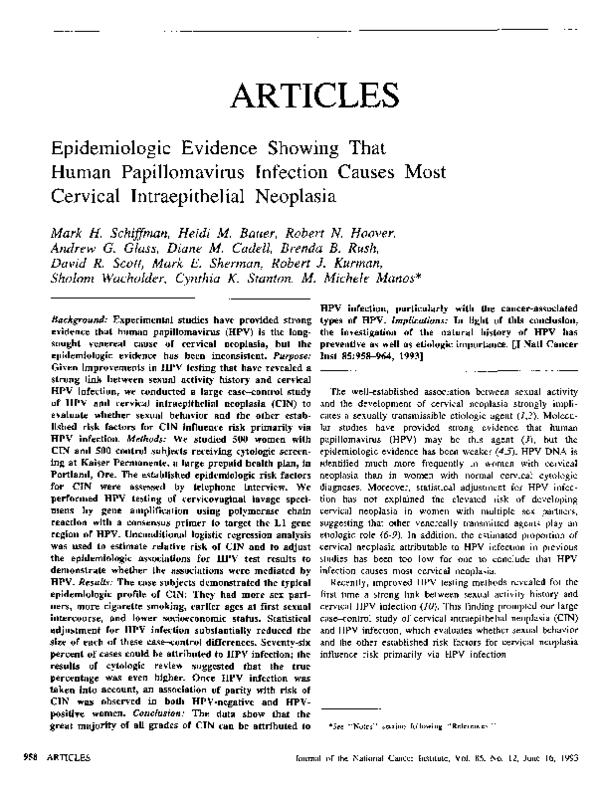 (PDF) Epidemiologic evidence showing that human papillomavirus ...